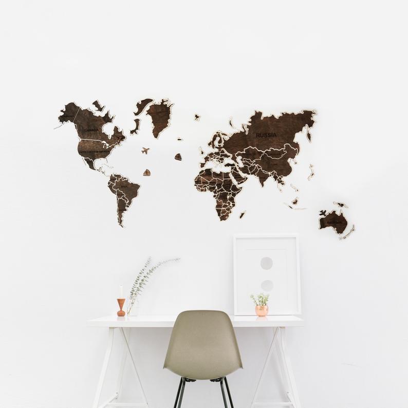 Wooden word map - wood wall world map – PromiDesign.co.uk